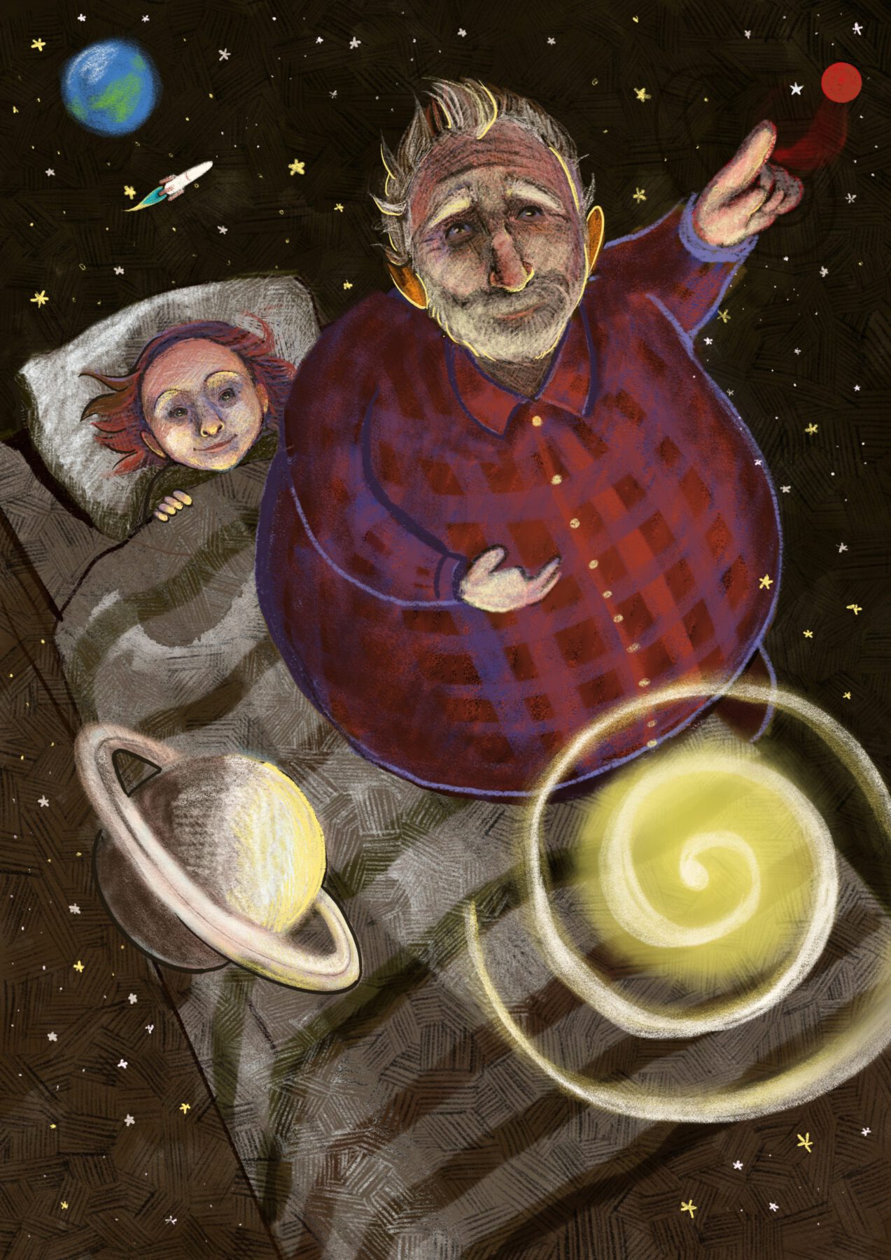 Kapitelbok "Min morfar bor på månen." - Illustratörcentrum