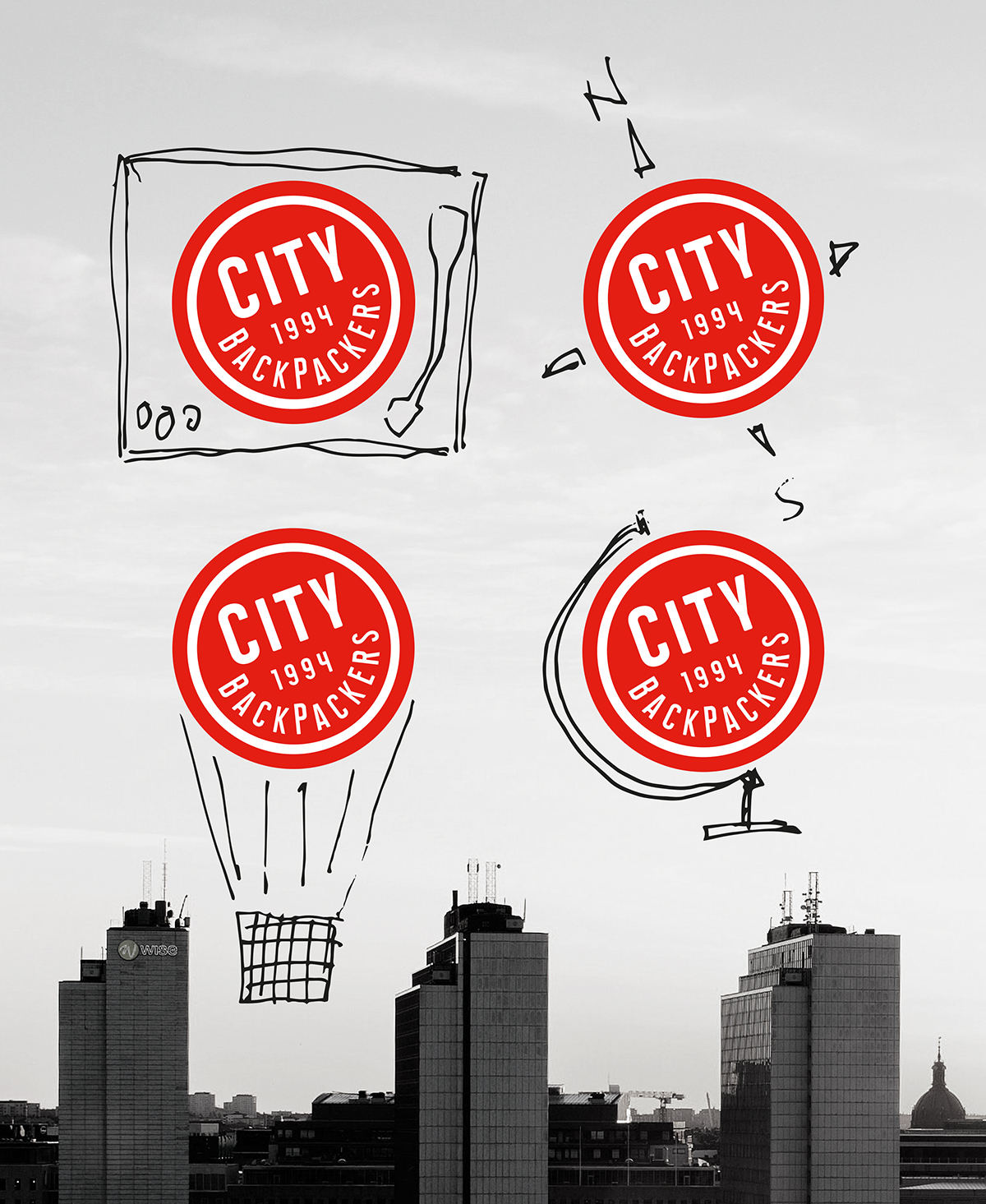 Grafisk identitet för City Backpackers - Illustratörcentrum